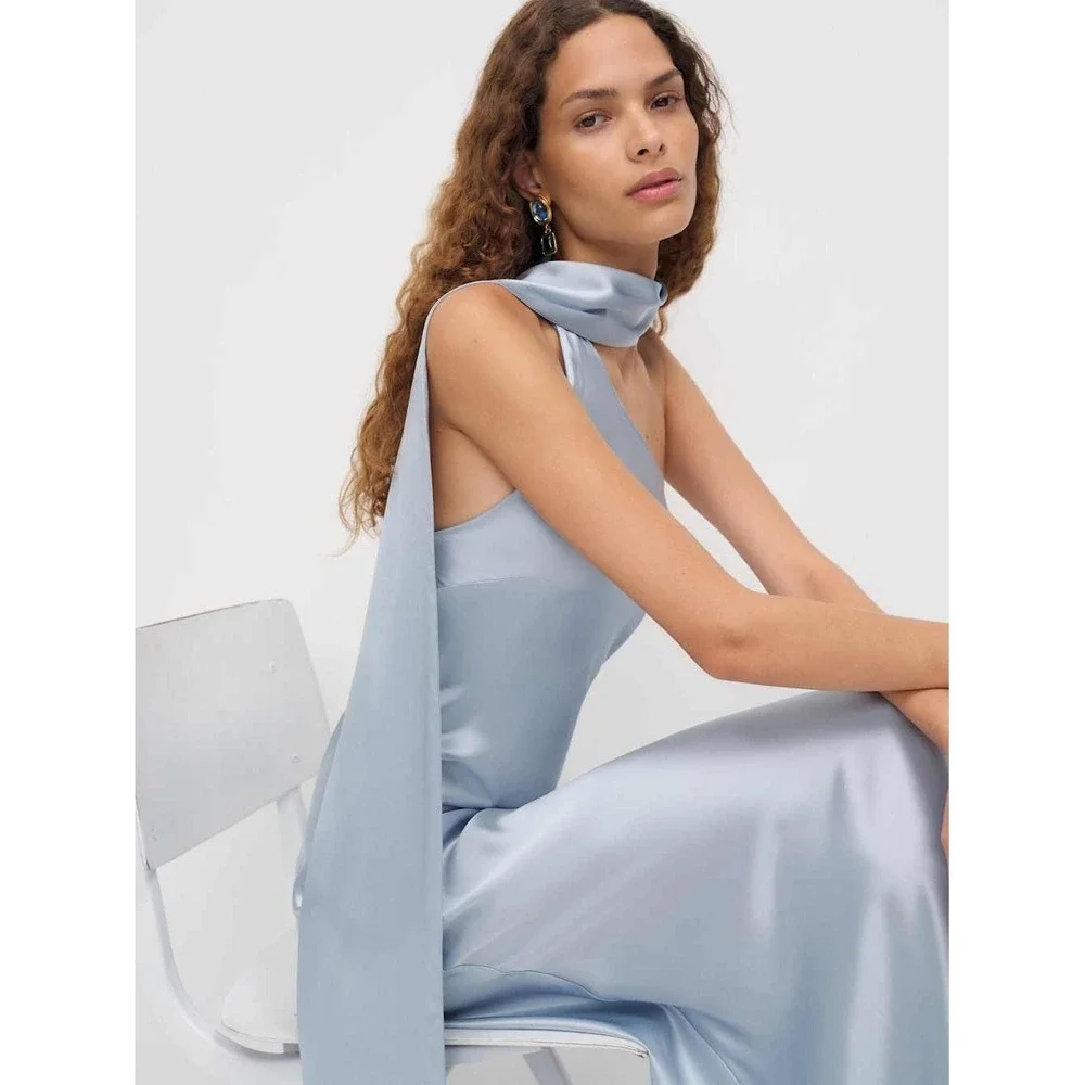 Reformation | Dresses | New Reformation Jazzlyn Silk Dress Mineral Blue ...